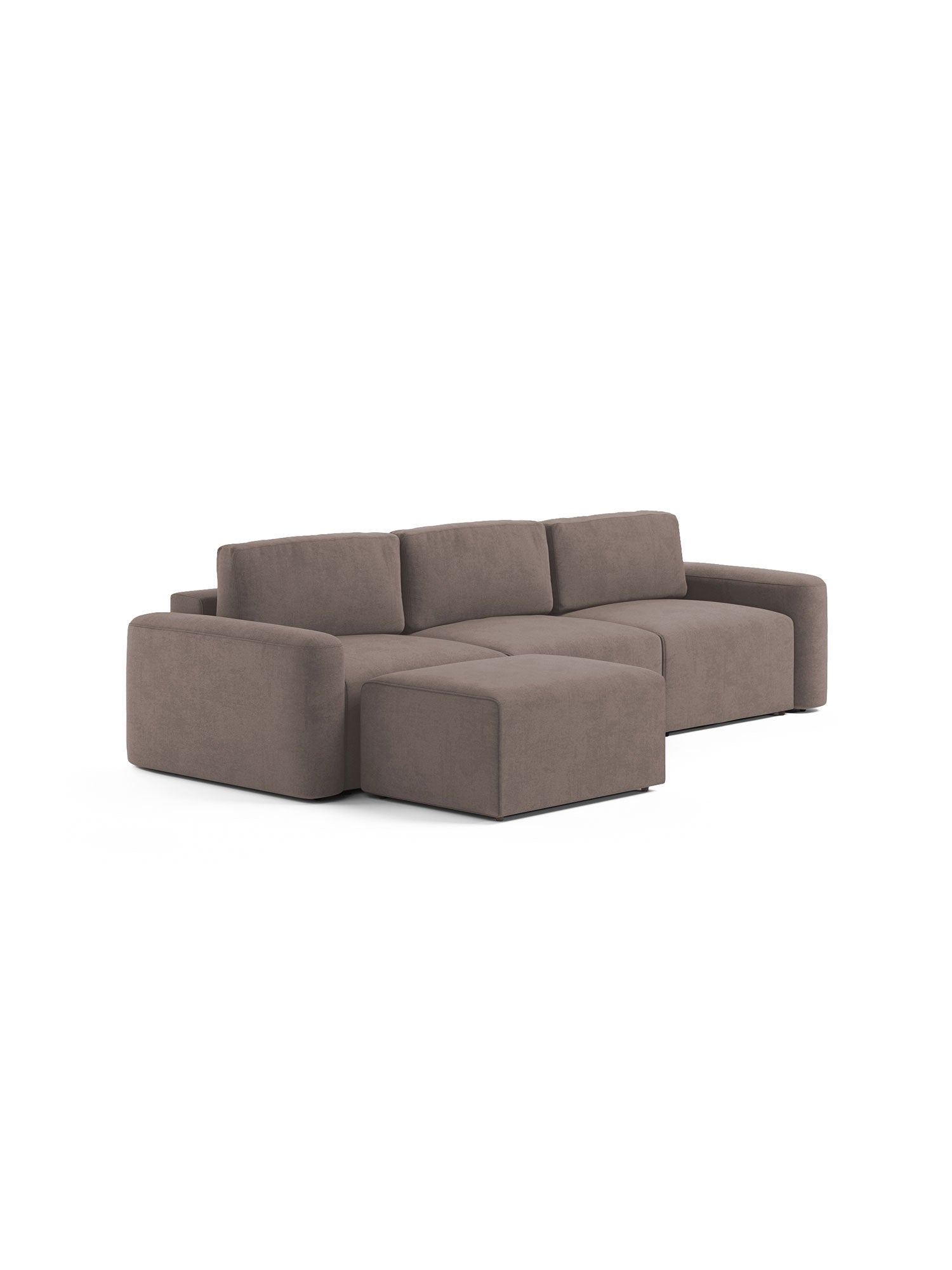 Loop Modular Sofa 3-Seater with Pouf in Espresso | Soffie