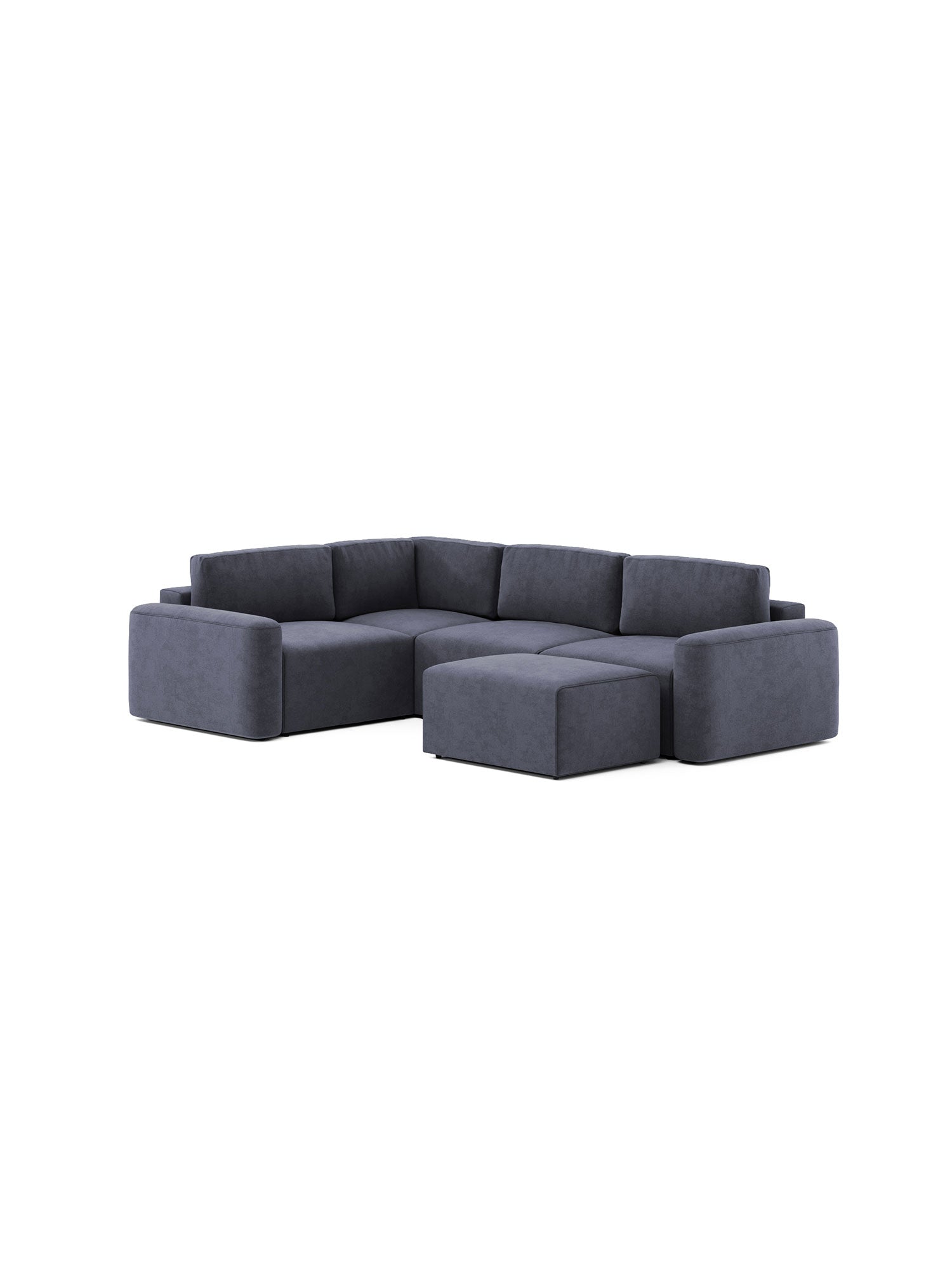 Loop 2-Seater Sectional Sofa with Pouf Shadow Navy | Soffie
